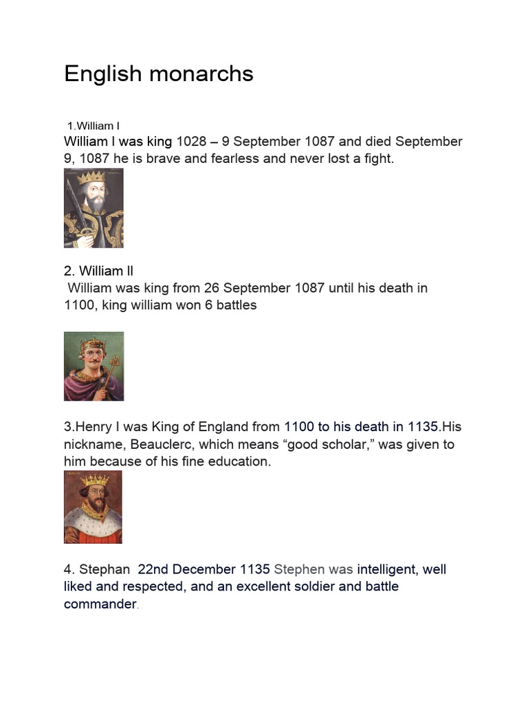 English Monarchs | PDF | Travel | History