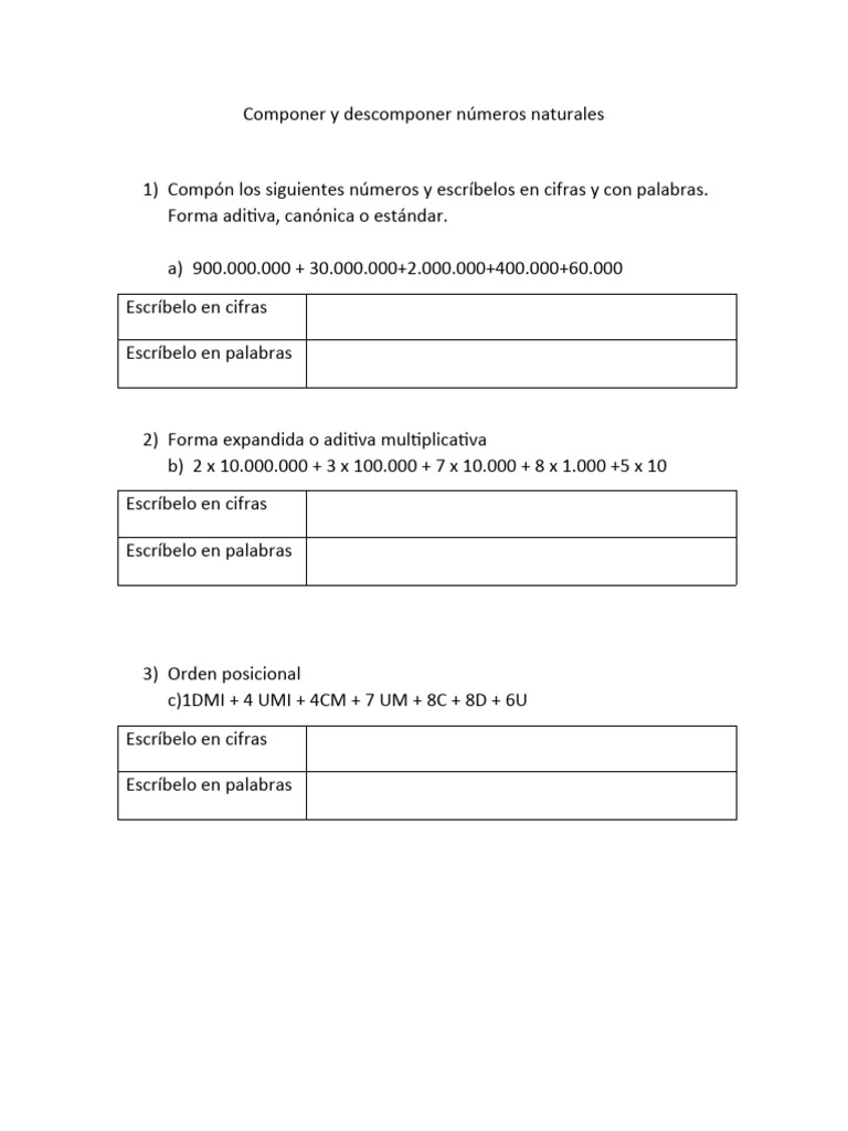 Composición y Descomposición Numérica | PDF