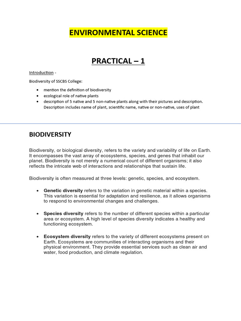 Evs Practical 1 | PDF | Climate Change | United Nations Framework ...