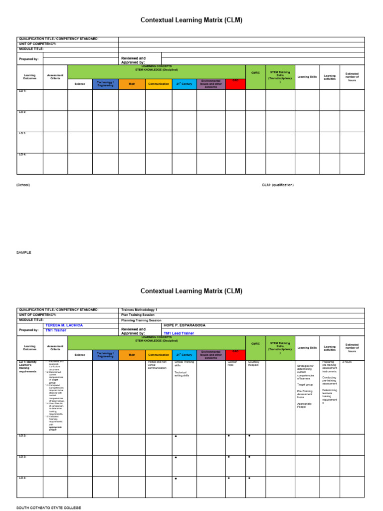Contextual-Learning-Matrix-template | PDF | Learning | Science ...