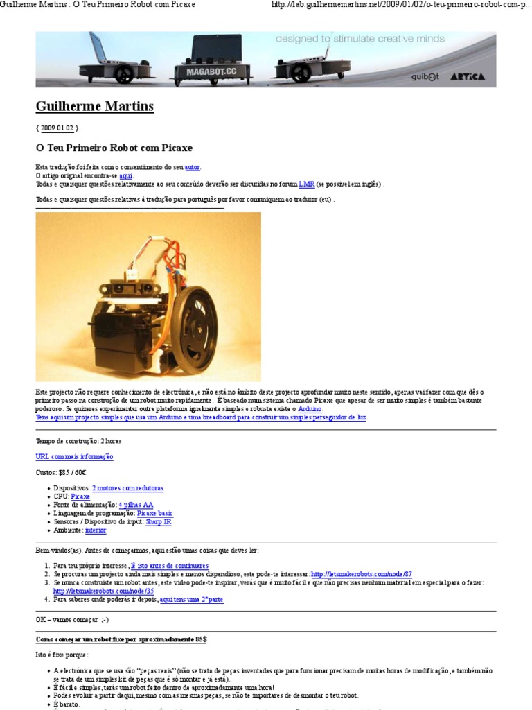 Robot Com Picaxe | PDF | Robô | Robótica