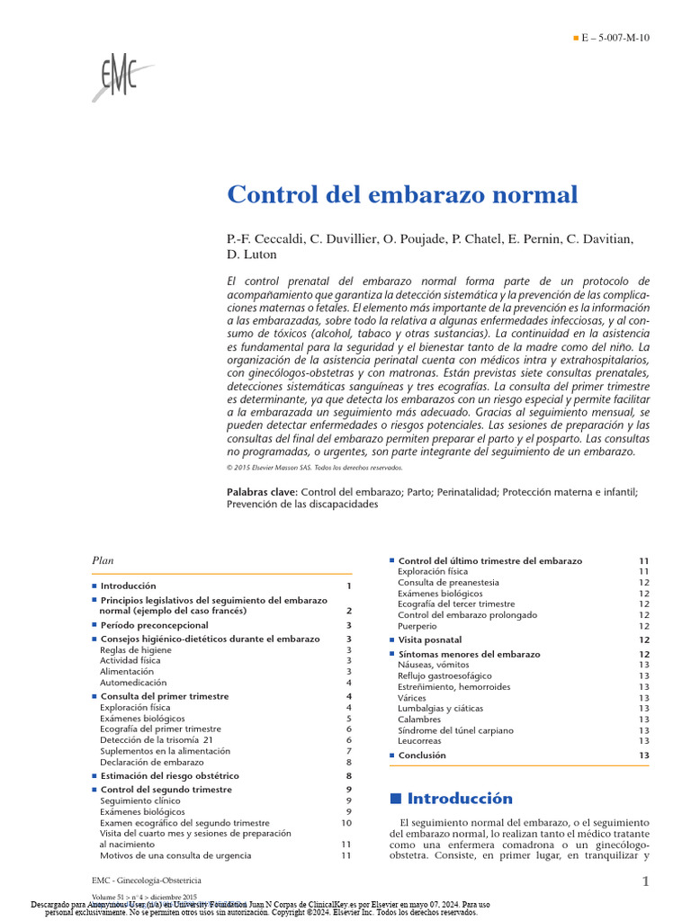 Control Del Embarazo Normal | PDF | El embarazo | Partería