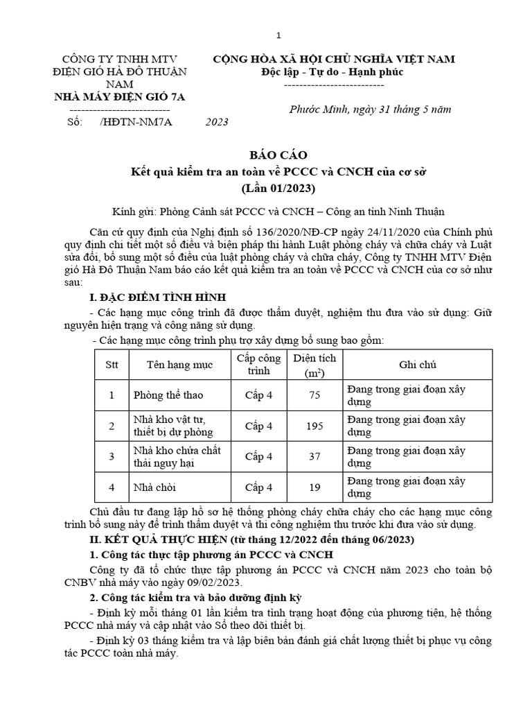 Báo cáo định kỳ của cơ sở T5.2023 | PDF