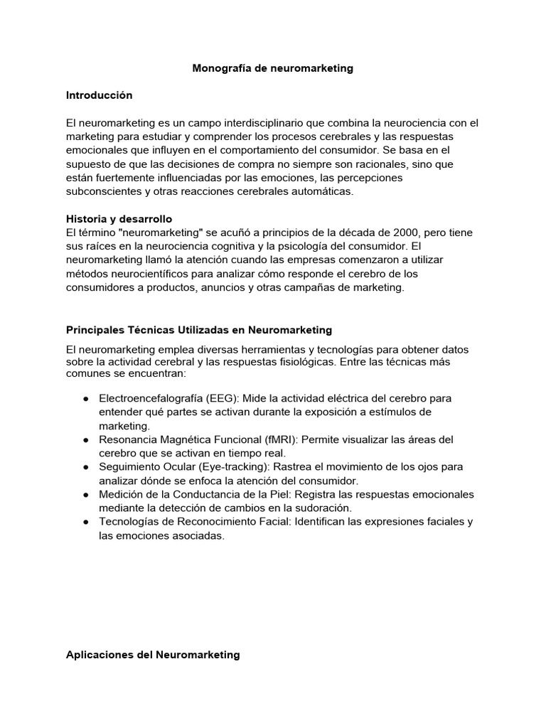 Monografía de neuromarketing | PDF | Ciencias del comportamiento ...