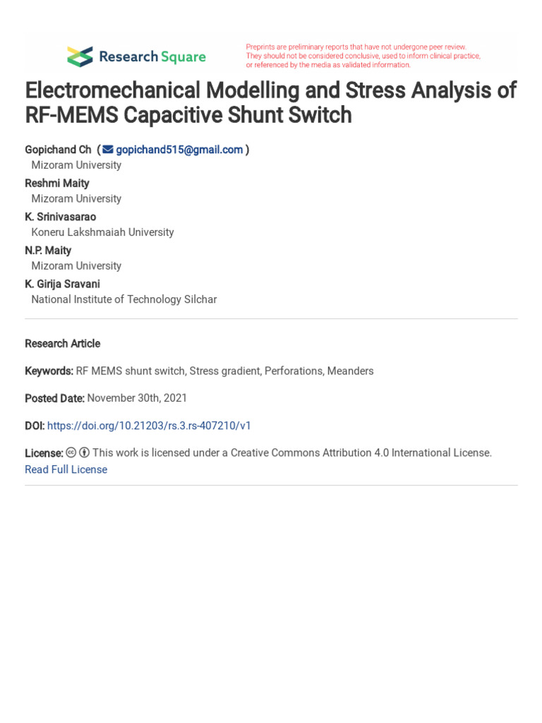 Electromechanical Modelling and Stress Analysis of | PDF | Electrical Engineering | Electricity