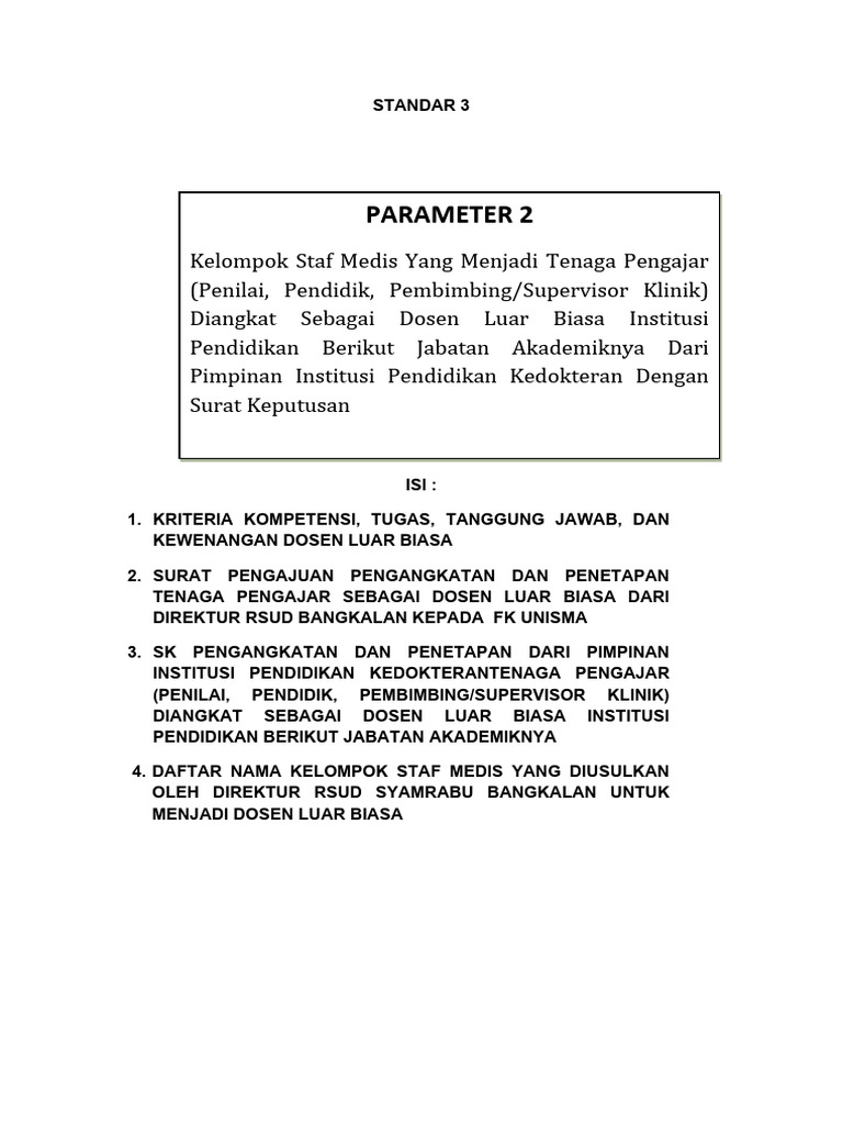Standar 3 Parameter 2 | PDF