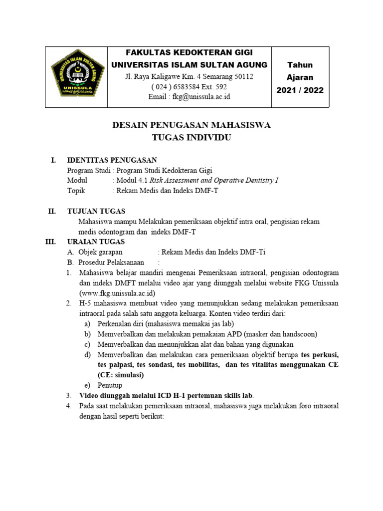 File Desain Penugasan Odontogram Dan DMFT 44bb6705 | PDF