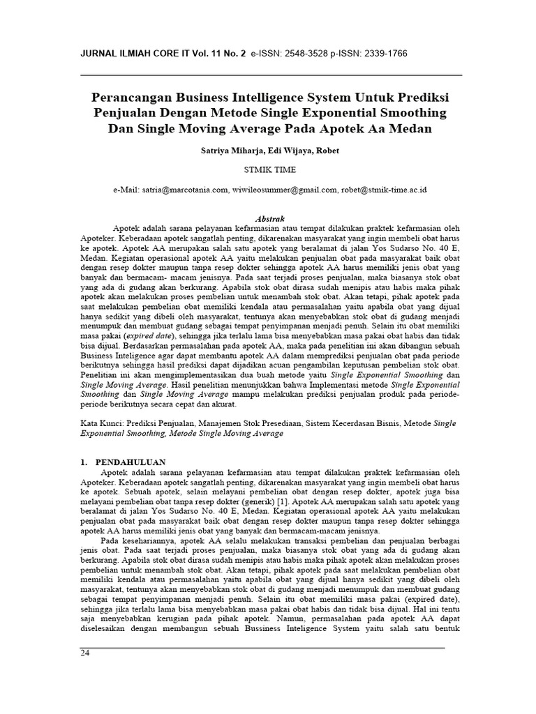 Perancangan Business Intelligence System Untuk Prediksi Penjualan ...