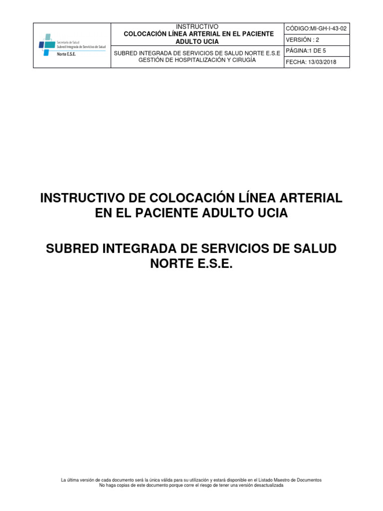 Mi-Gh-I-43-02-Instructivo de Colocación Linea Arterial en El Paciente ...
