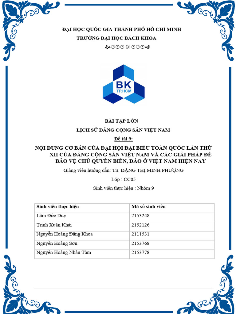 BTL Lịch sử Đảng - CC05 - Group 9 | PDF