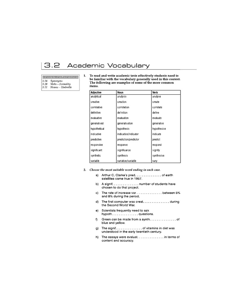Academic Vocabulary | PDF