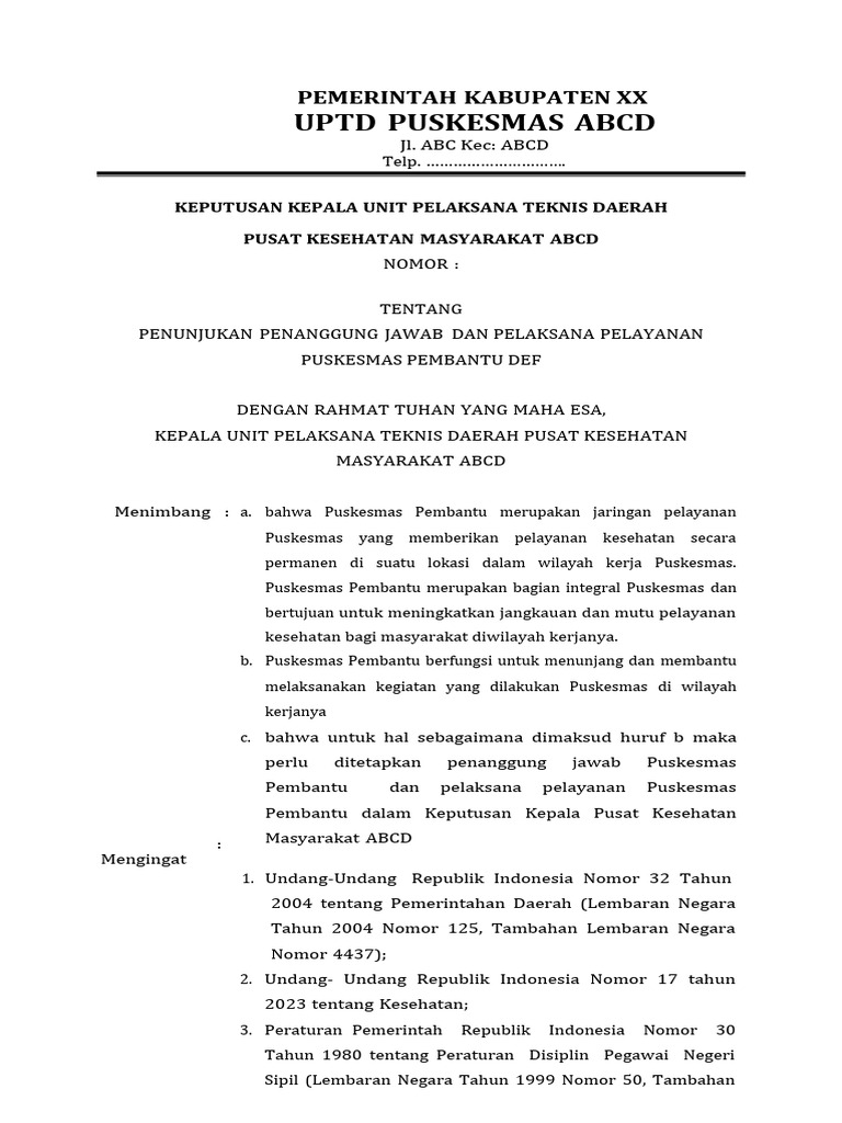 SK PJ Dan Pelaksana Pustu | PDF