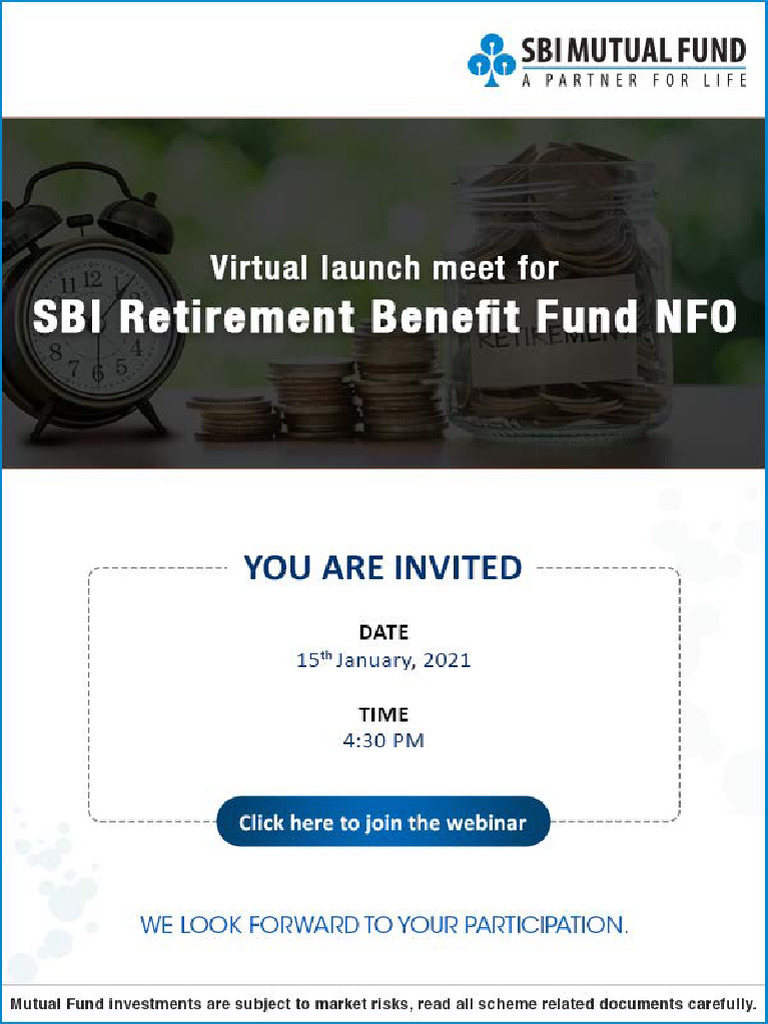 Virtual Launch Meet for SBI Retirement Benefit Fund NFO Invite | PDF