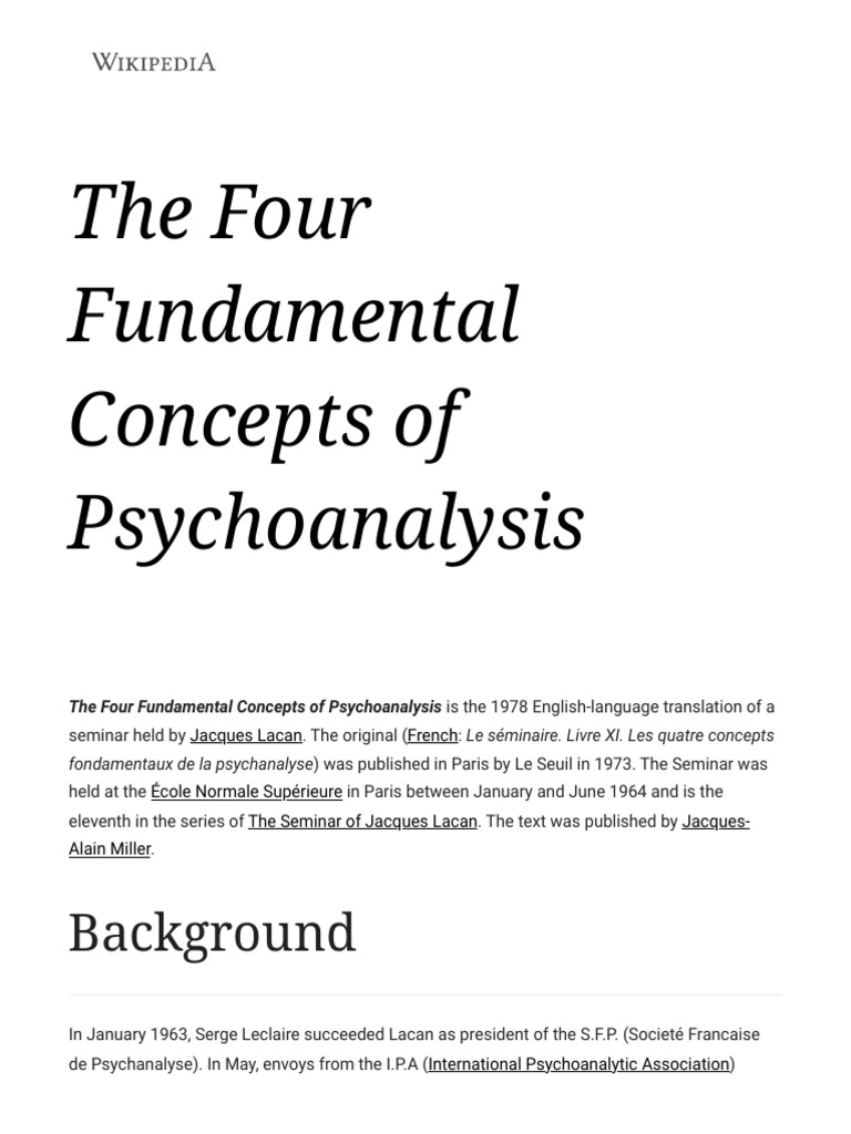 The Four Fundamental Concepts of Psychoanalysis - Wikipedia | PDF ...