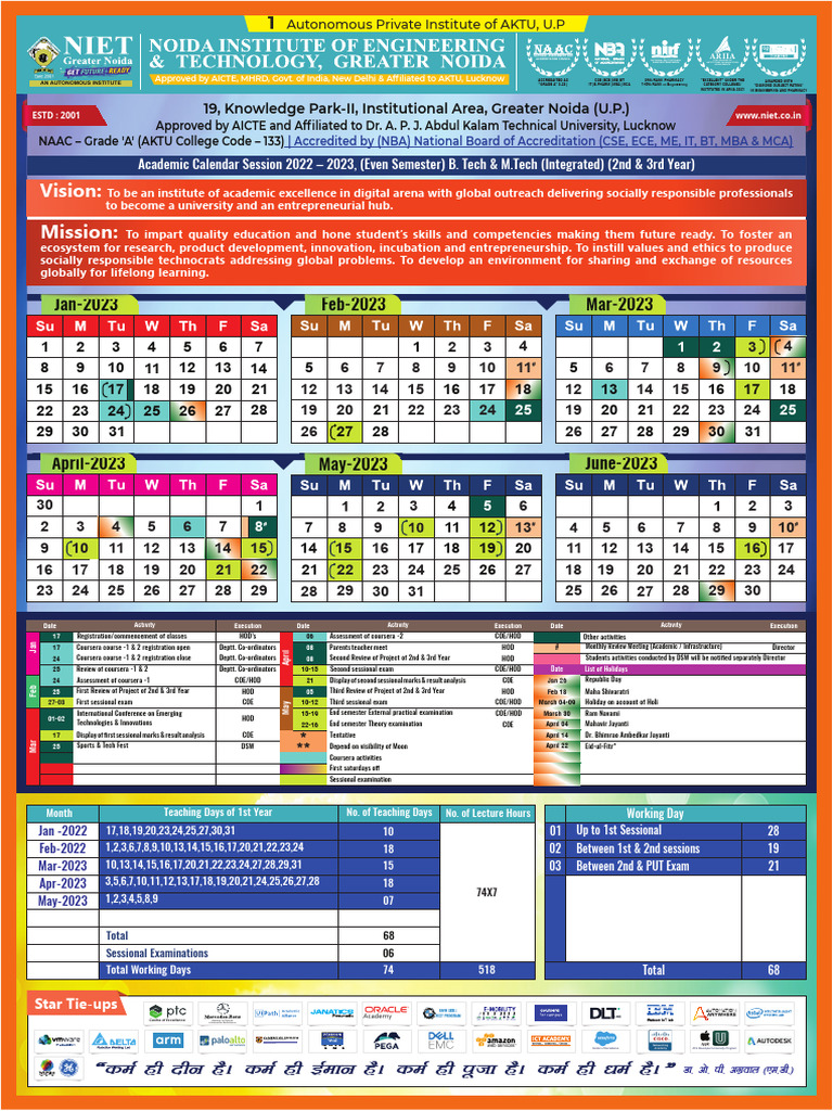 Even Semester Academic Calendar | PDF