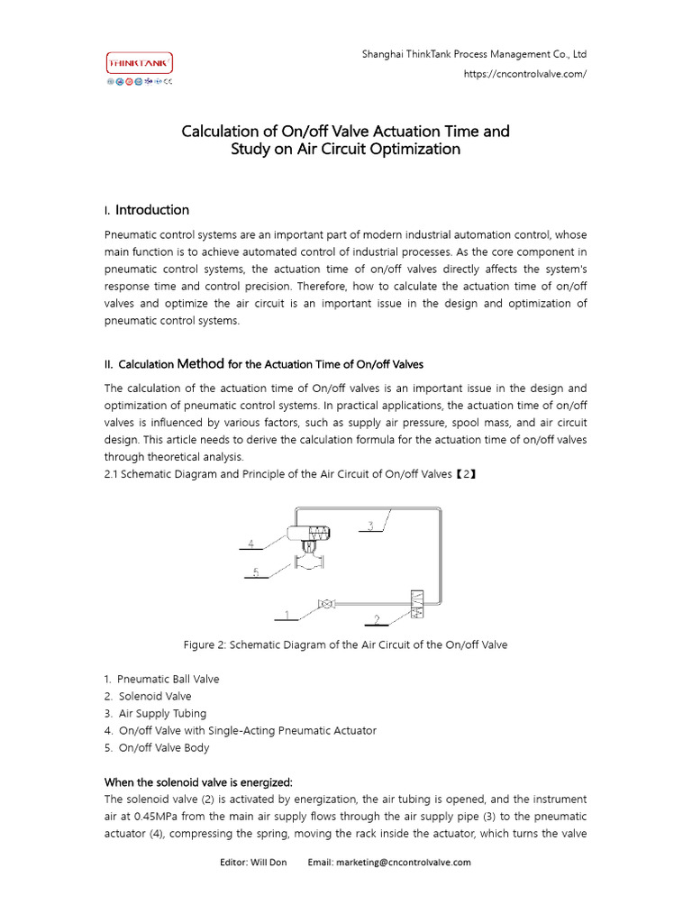 On Off Valve Actuation Time and Study On Air Circuit Optimization | PDF ...