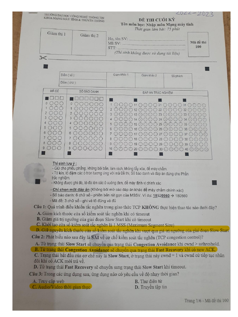 De Thi CK - 2022-2023 | PDF