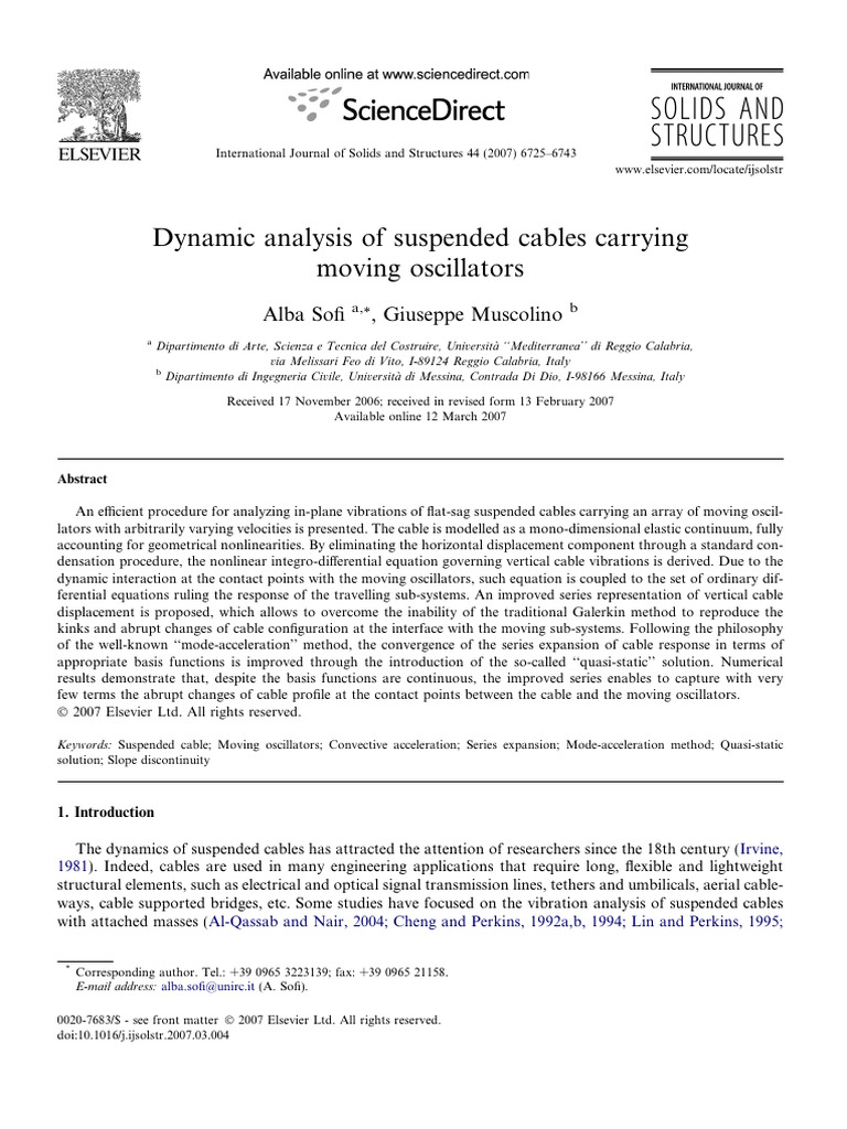 Dynamic Analysis of Suspended Cables Carr - 2007 - International ...