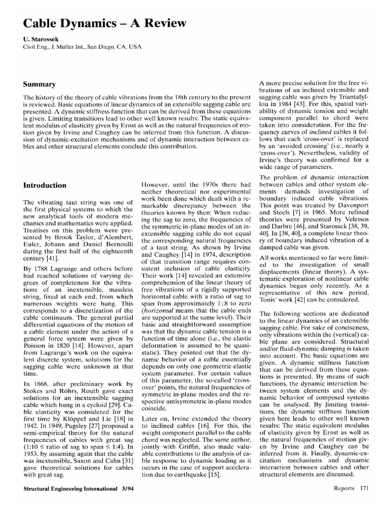 Cable Dynamics A Review | PDF