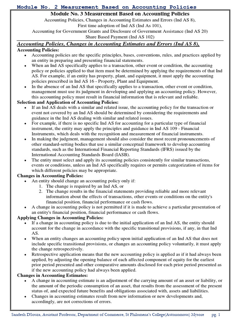 Module No. 3 Measurement Based On Accounting Policies | Download Free ...