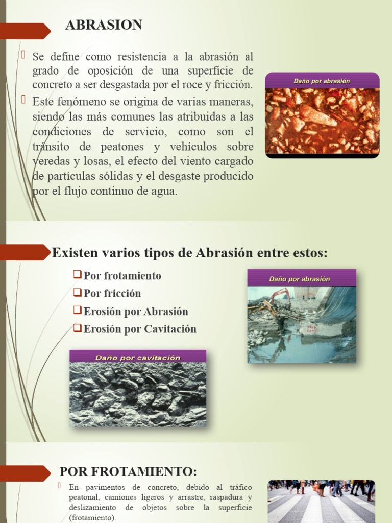 Abrasion Tipos y Factores | PDF | Hormigón | Erosión
