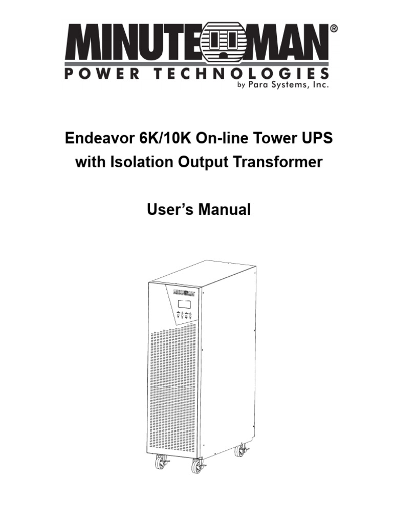 Endeavor 6 & 10kVA Tower UPS - Users Manual | PDF | Mains Electricity ...
