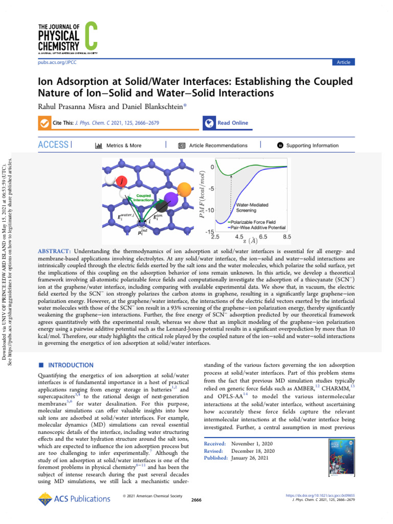 Ion Adsorption at Solid/Water Interfaces: Establishing The Coupled ...