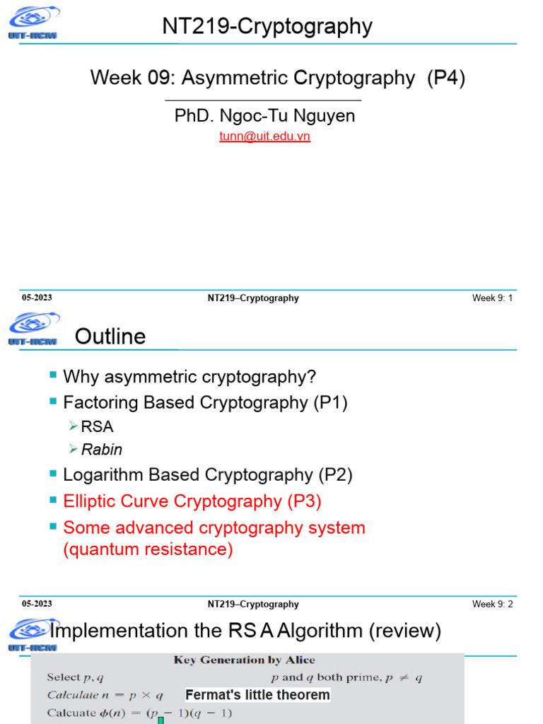 Week09 - Asymmetric Cryptography - P4 | PDF | Public Key Cryptography | Key (Cryptography)