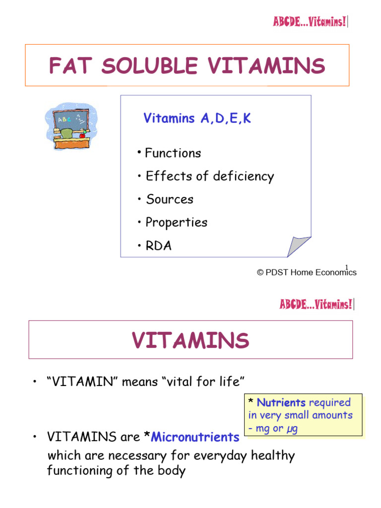 Fat Soluble Vitamins | PDF | Vitamin A | Vitamin
