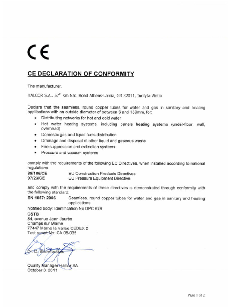 Ce Declaration of Conformiy Sanit. | PDF