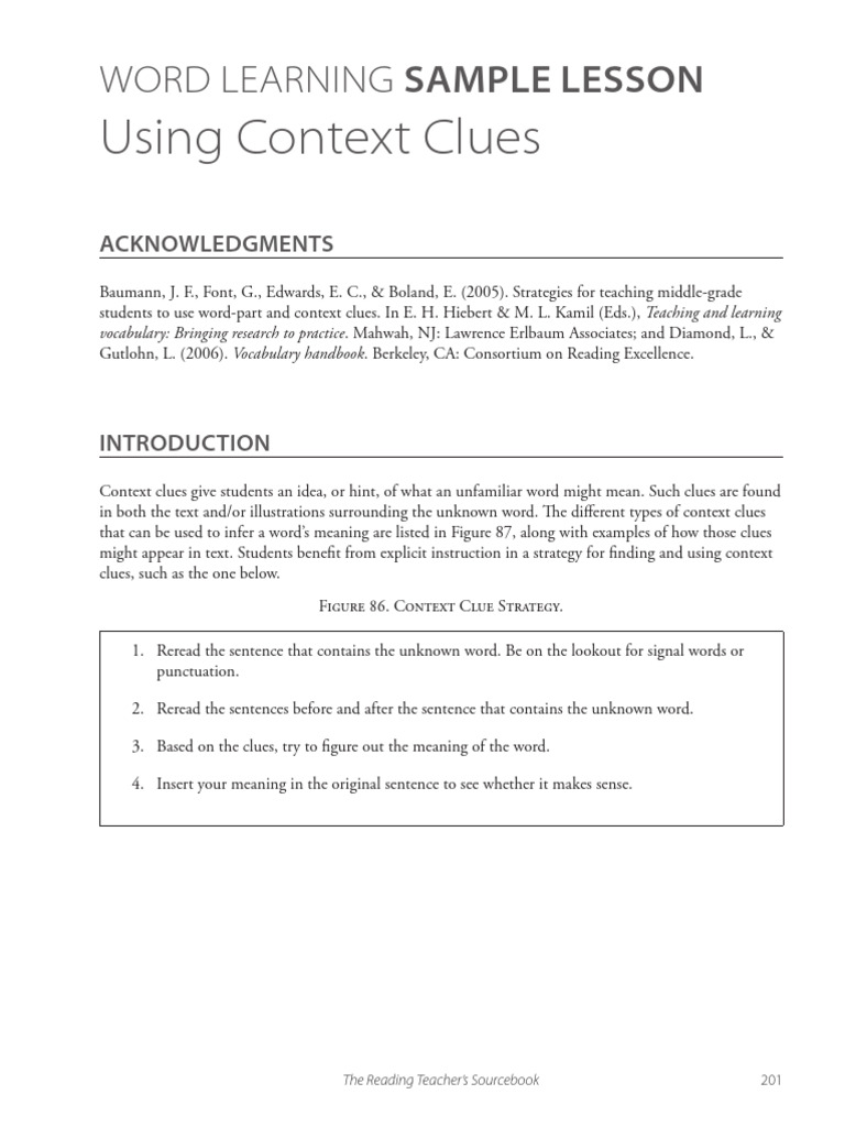 vocabulary_using_context_clues | PDF | Vocabulary | Word