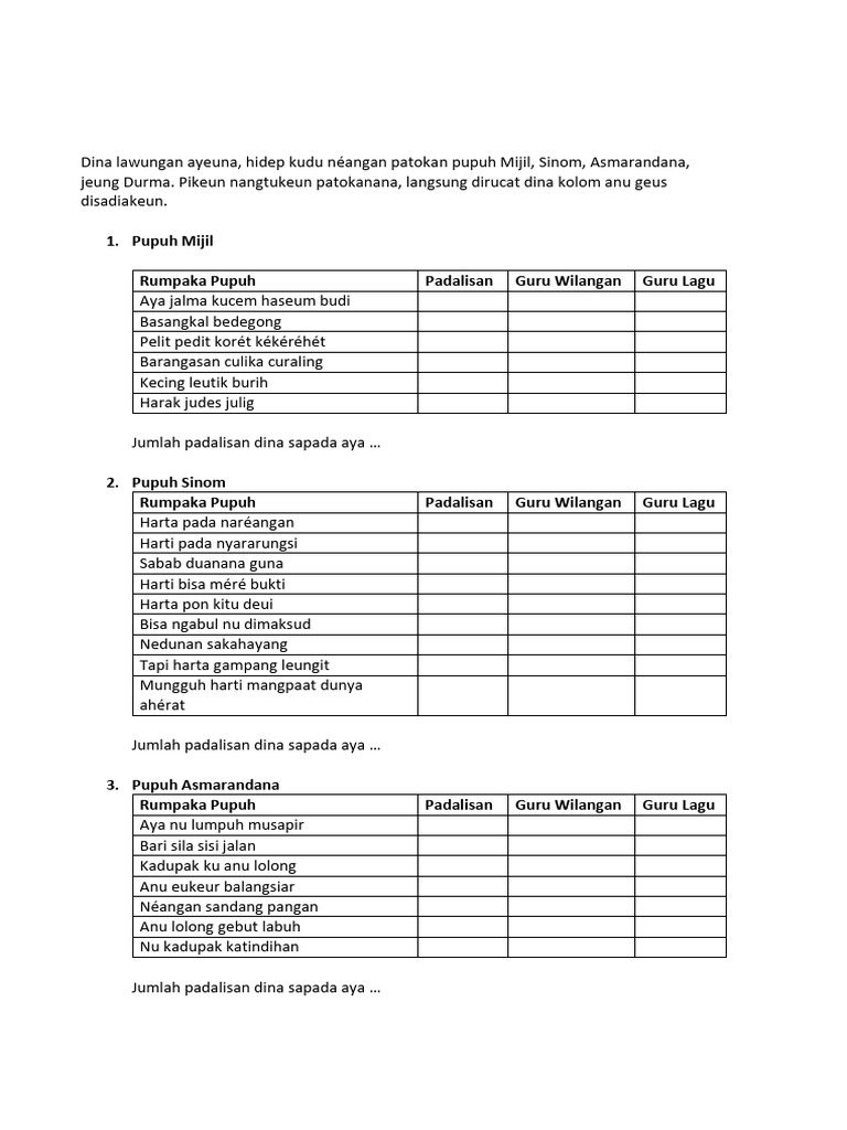 Analisis Guru Lagu Guru Wilangan Guguritan | PDF