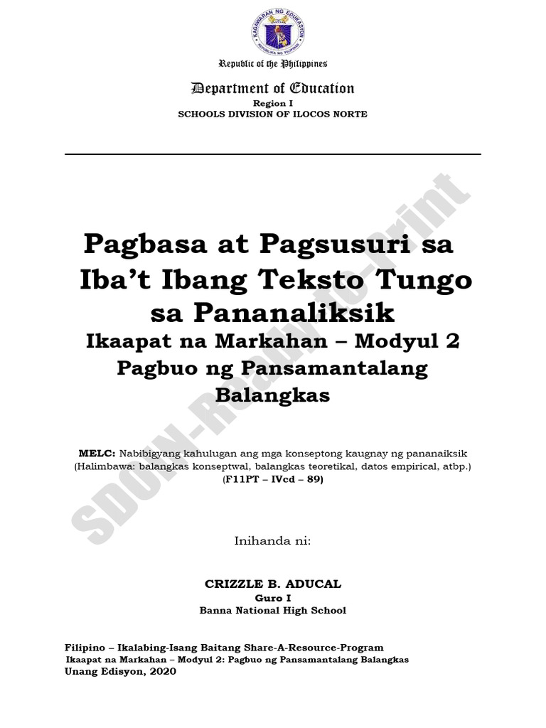 Q4 WEEK 2 Mod. 2pagbasa at Pagsusuri | PDF