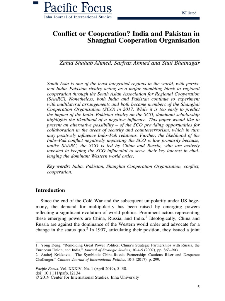 India and Pakistan in SCO | PDF | Pakistan | International Relations