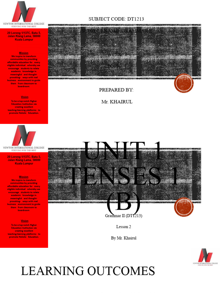 Topic 1 Lesson 2 | PDF | Grammatical Tense | Verb