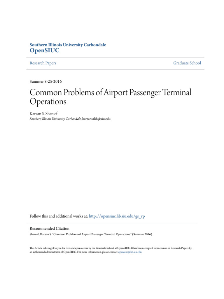 Common Problems of Airport Passenger Terminal Operations | PDF ...