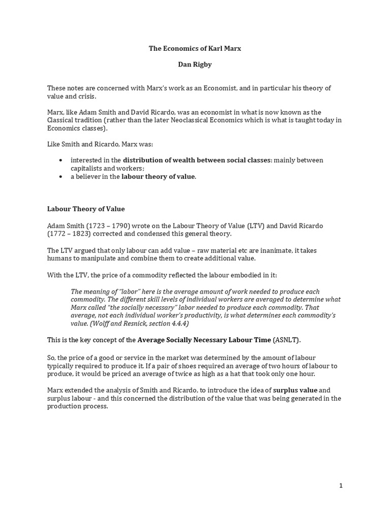 Marx Notes 2022 | PDF | Value (Economics) | Exploitation Of Labour