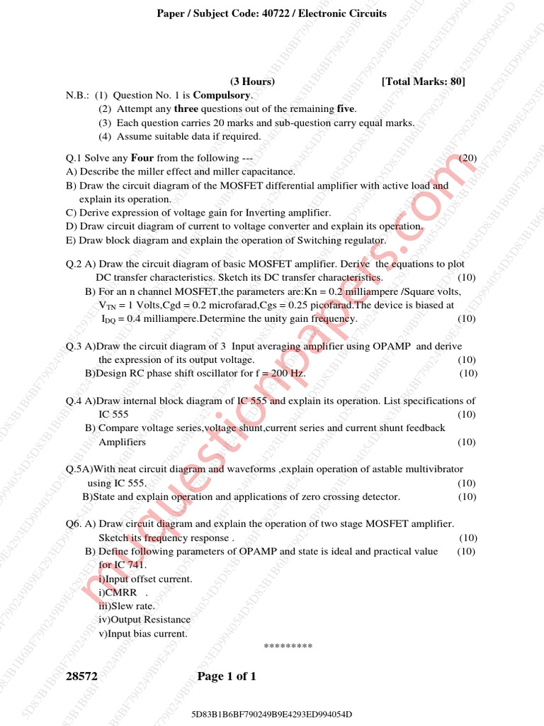 Be - Electronics and Computer Science - Semester 4 - 2023 - May - Electronic Circuits Rev 2019 C ...