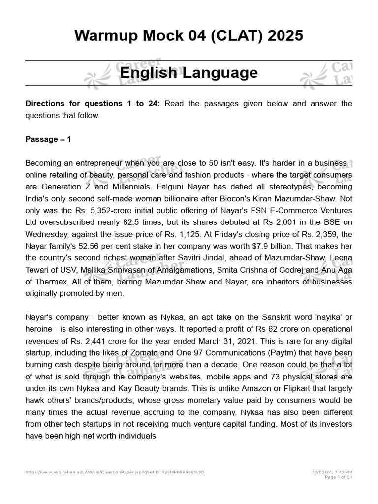 Mock 4 | PDF | Offer And Acceptance | Ramakrishna Mission