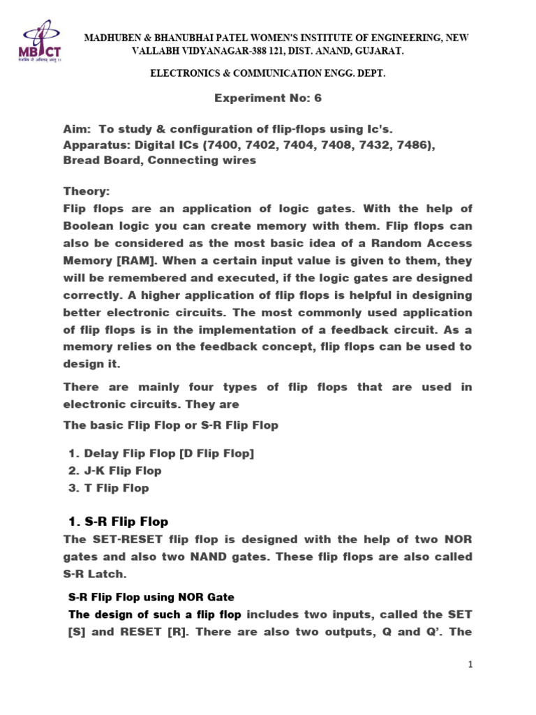 Experiment 6 Pdf Logic Gate Digital Electronics