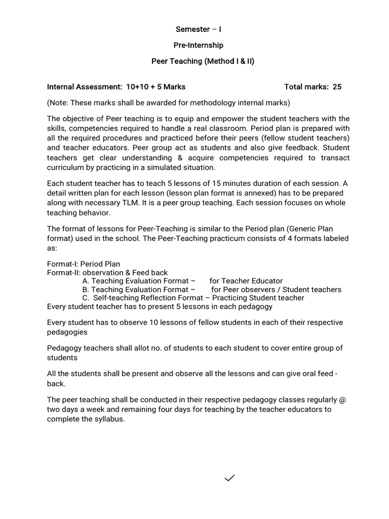B.Ed Peer Teaching Formats | PDF | Teachers | Pedagogy