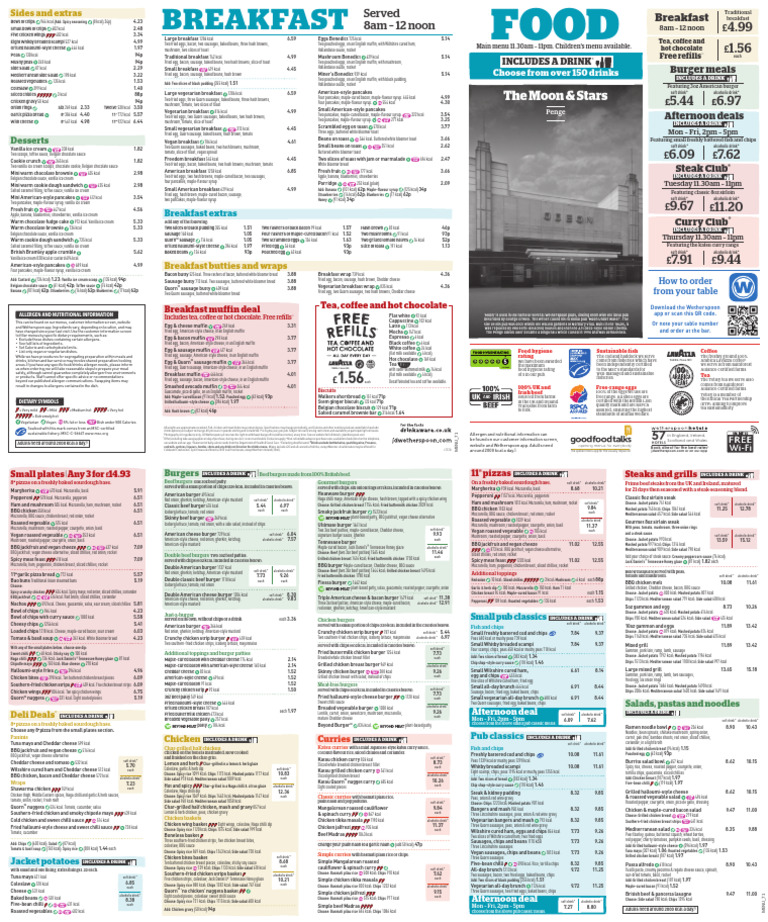 Wetherspoons Menu | PDF | Pancake | Bacon