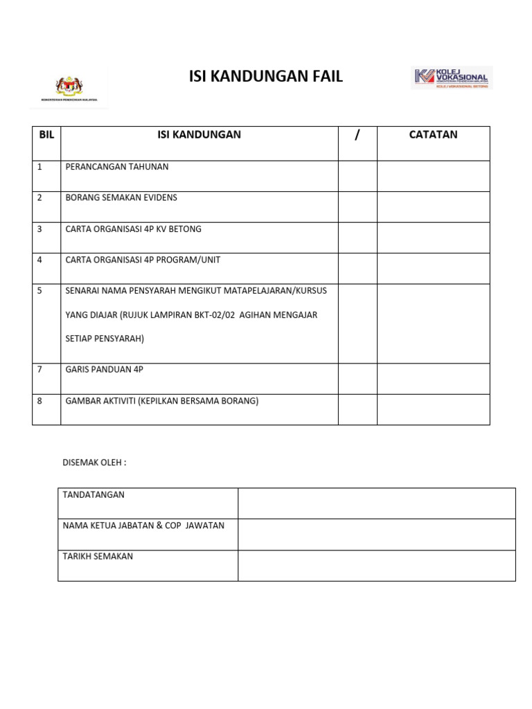 Isi Kandungan Fail 4 P | PDF