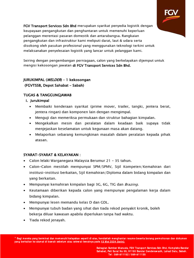 Iklan Jawatan Kosong Welder | PDF