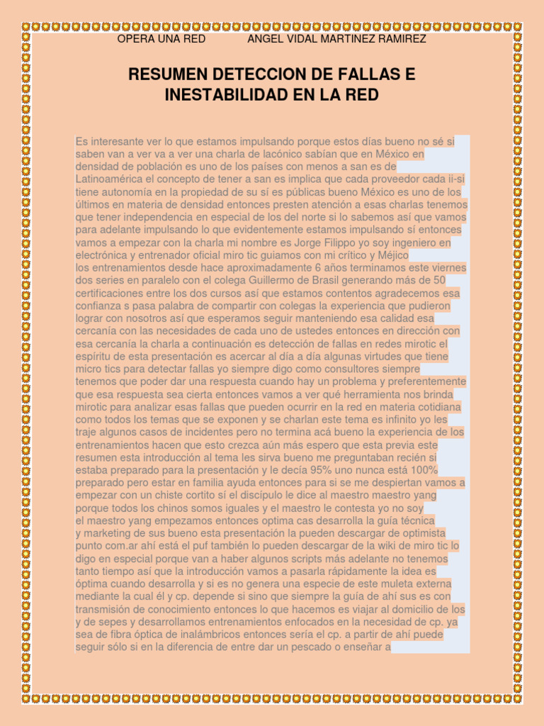 Resumen Deteccion de Fallas e Inestabilidad en La Red | PDF | Internet ...