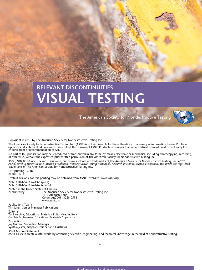 Relevant Discontinuities Visual Testing (VT) | Download Free PDF ...