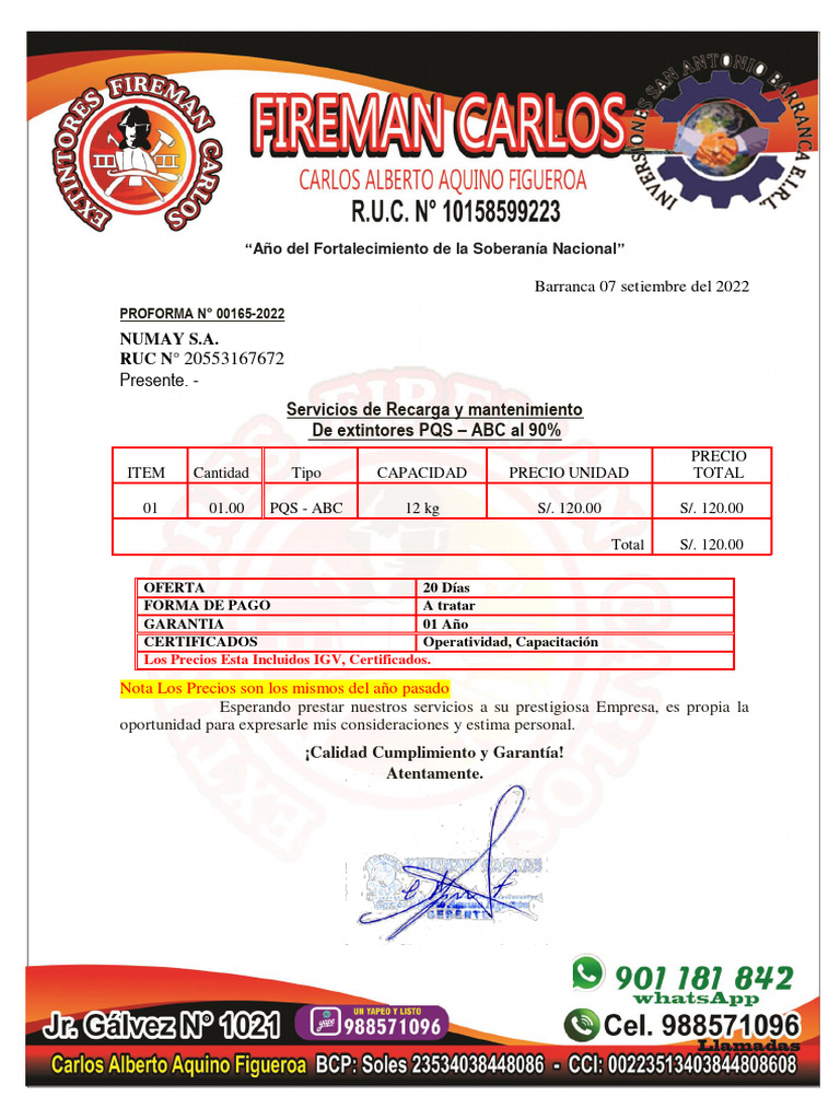 NUMAY S.A. 12 KG | PDF