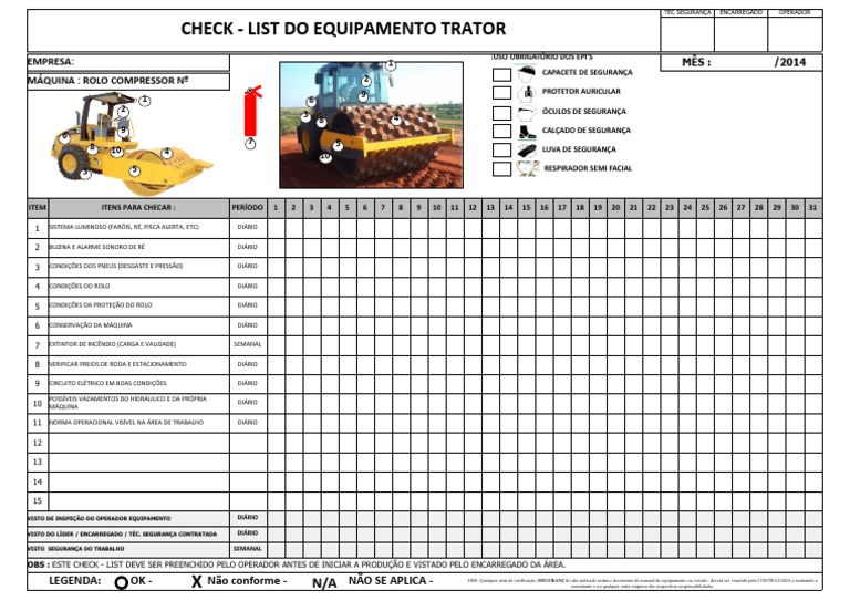 Check List Rolo Compactador Vibro Liso e | PDF