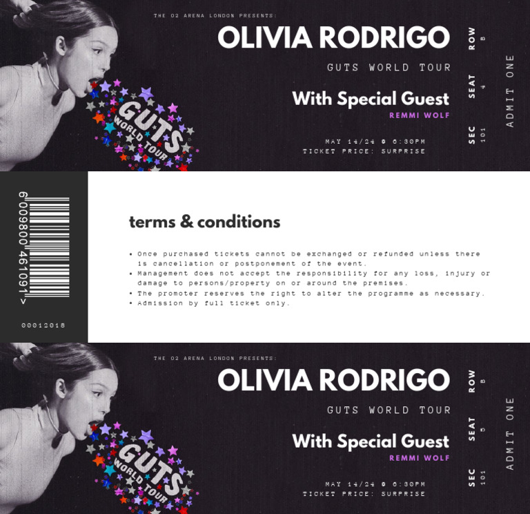 Olivia Rodrigo Guts Tour Tickets | PDF | Concert | Music
