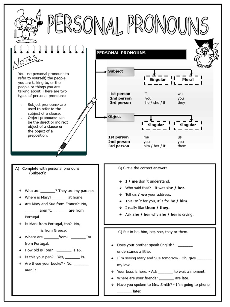 Personal-Pronouns - Subject and Object | PDF | Subject (Grammar ...